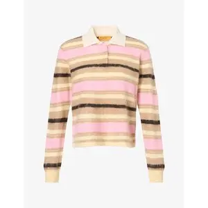 Guest In Residence Grizzly Cropped Cashmere-knit Rugby Top - Sprinkle Combo