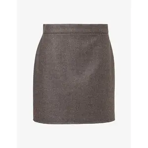 Max Mara Double Wool Mini Skirt - Brown Grey