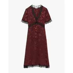 Zadig&Voltaire Redoxal Lace-trim Silk-jacquard Midi Dress - Cherry