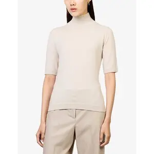Max Mara Polo-neck Wool Knit Top - Albino