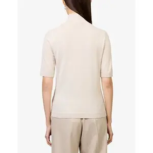Max Mara Polo-neck Wool Knit Top - Albino