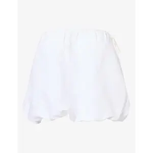 DEIJI STUDIOS Bubble Drawstring Linen Top - White