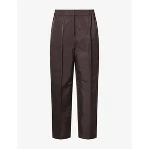 Max Mara Straight-leg Silk-blend Trousers - Dark Brown