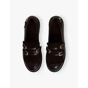 Sandro Buckle Flat Leather Loafers