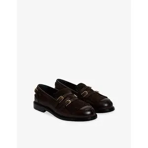 Sandro Buckle Flat Leather Loafers