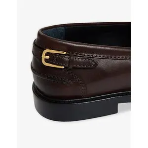 Sandro Buckle Flat Leather Loafers