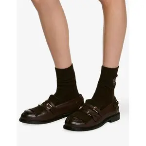 Sandro Buckle Flat Leather Loafers