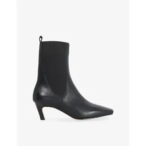 DUNE Odela Leather Heeled Ankle Boots - Black Leather