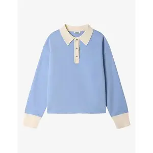 Sandro Collared Two-tone Wool-blend Polo - Sky Blue