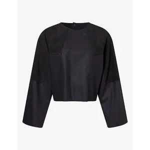 Max Mara Panelled Crop Wool Flannel Blouse