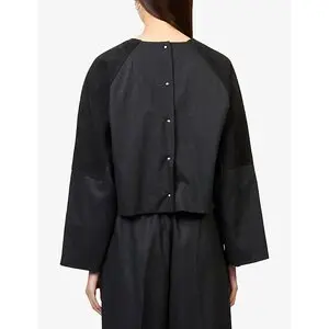 Max Mara Panelled Crop Wool Flannel Blouse