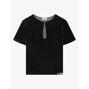 Zadig&Voltaire Tchai Cut-out Velvet Top - Anthracite