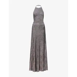 Missoni Halter-neck Metallic Jersey Maxi Dress - Beige Tones