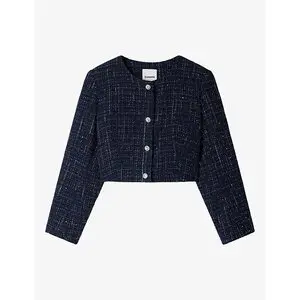 Sandro Decorative Round-neck Tweed Jacket