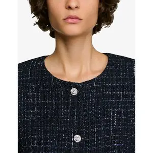 Sandro Decorative Round-neck Tweed Jacket