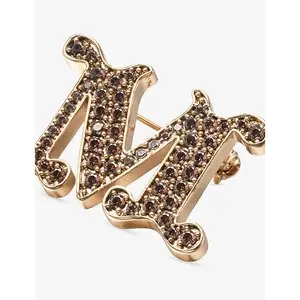 Max Mara Logo Metal And Rhinestone Brooch