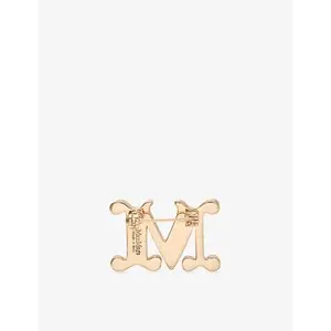 Max Mara Logo Metal And Rhinestone Brooch