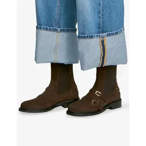 Sandro Buckle Chelsea Suede Ankle Boots