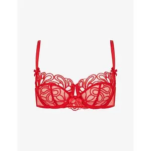 Agent Provocateur Nelle Balconette Underwi Tulle Bra - Red
