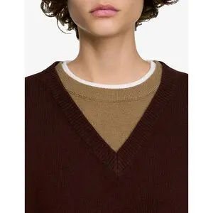 Sandro Two-in-one Wool And Cashmere-blend Jumper - Bordeaux