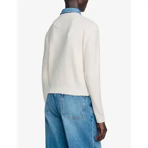 Sandro Denim-collar Button-down Wool-blend Cardigan