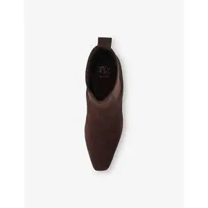 DUNE Odela Suede Heeled Ankle Boots - Brown Suede