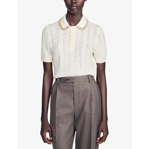 Sandro Embellished-collar Short-sleeve Wool Jumper