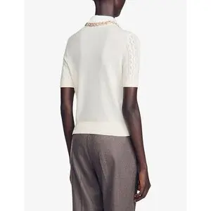 Sandro Embellished-collar Short-sleeve Wool Jumper