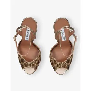 AQUAZZURA Ce Soir 130 Plateau Leather Sandals - Gold
