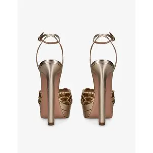 AQUAZZURA Ce Soir 130 Plateau Leather Sandals - Gold