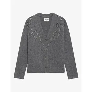 Zadig&Voltaire Mirkaz Rhinestone-embellished Cashmere Cardigan - Anthracite