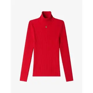 Sandro Rollneck Cable-knit Wool-blend Jumper - Red