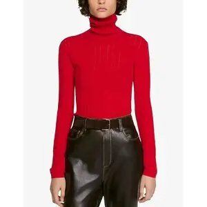 Sandro Rollneck Cable-knit Wool-blend Jumper