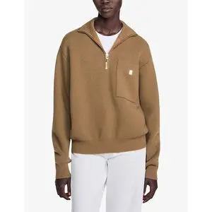 Sandro Zip-neck Wool And Cashmere-blend Jumper