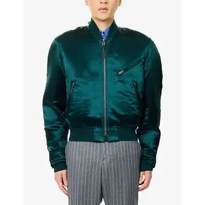 TOM FORD Varsity Zip Satin Bomber Jacket