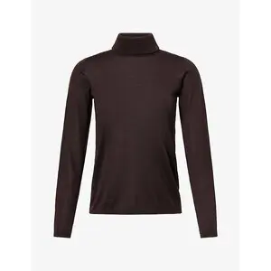 Max Mara Polo-neck Wool Knit Top - Dark Brown