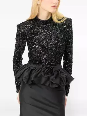ROTATE BY BIRGER CHRISTENSEN Sequin-embellished Peplum Mini Dress