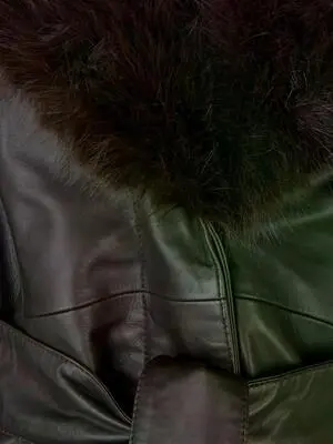 ROTATE BY BIRGER CHRISTENSEN Faux-fur Collar Leather Coat