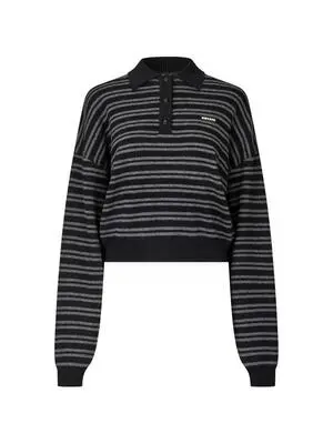 ROTATE BY BIRGER CHRISTENSEN Striped Slinky Sweater - Black