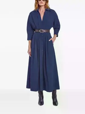 NICHOLAS Lana Pleated Belted Maxi Dress - Blue