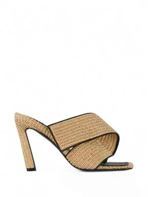 Givenchy Sliced Square Raffia-effect Heeled Mules - Neutrals
