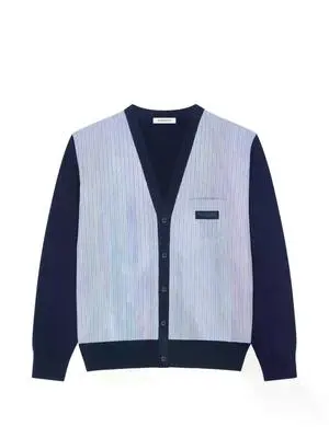 Givenchy Striped Cardigan In Cotton With Gros Grain Detail - Blue