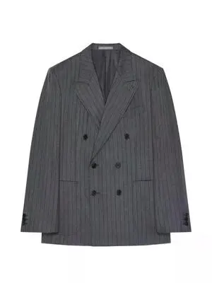 Givenchy Double-breasted Fitted Striped Jacket In Wool - Grey