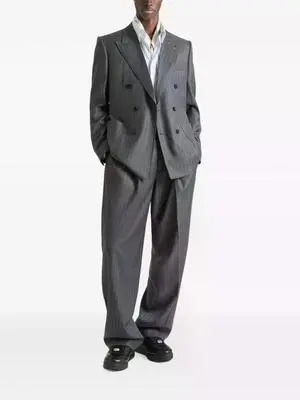 Givenchy Double-breasted Fitted Striped Jacket In Wool - Grey