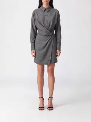 Patrizia Pepe Draped Mini Shirt Dress With Side Slit