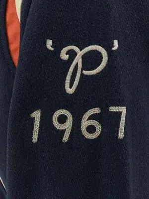 Polo Ralph Lauren Cropped Wool-blend Varsity Bomber Jacket With Patches - Navy