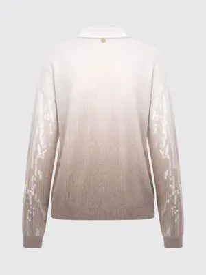 Liu Jo Bi Long-sleeved Knit Polo Shirt With Sequins - Camel