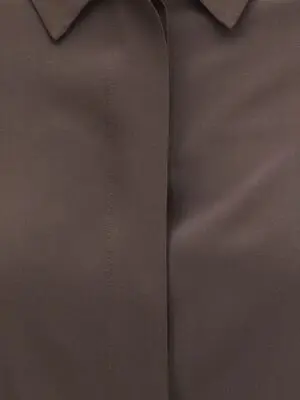 LARDINI Classic Pure Silk Shirt With French Collar And Concealed Placket - Brown