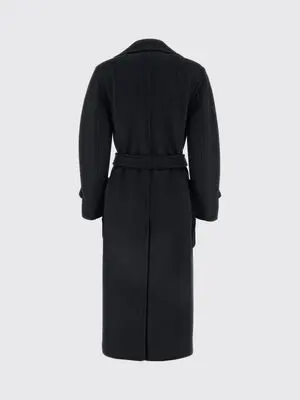 Max Mara Long Belted Robe Coat In Wool With Classic Lapels And A Back Vent