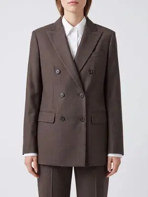 Max Mara Double-breasted Blazer In Pure Virgin Wool With Four-button Closure - Leather